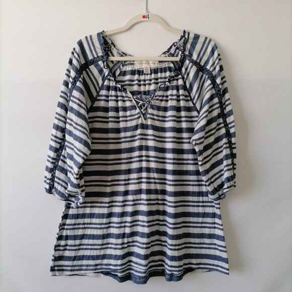 French Laundry | Tops | French Laundry Womens Blue Striped Lace Trim ...